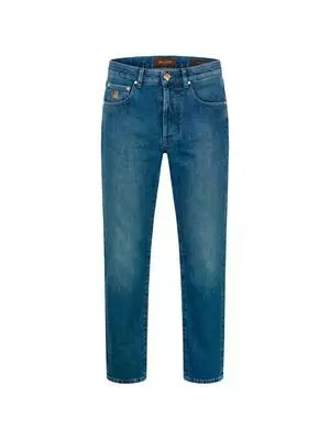 MOORER Straight-leg Logo-patch Jeans - Blue
