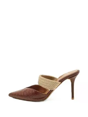 MALONE SOULIERS Maisie Croc-embossed Mules - Brown