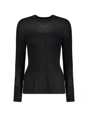MOORER Ribbed-knit Long-sleeved T-shirt - Black