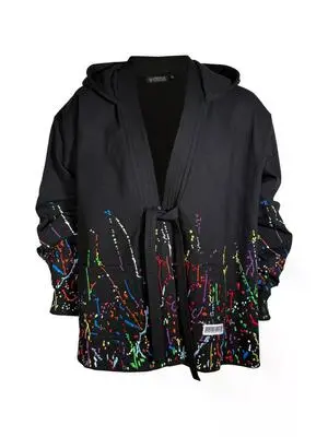 MOSTLY HEARD RARELY SEEN Paint-embroidered Kimono Hoodie - Black