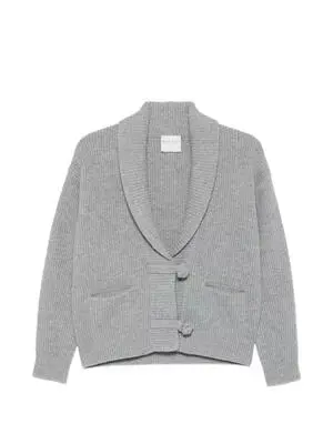 FORTE_FORTE Ribbed Shawl Collar Cardigan - Grey