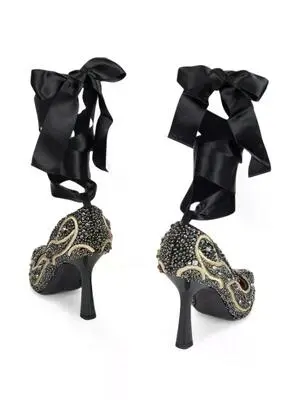 Alberta Ferretti Embellished Ankle Tie Pumps