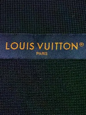 LOUIS VUITTON Leather Trim Knit Jacket