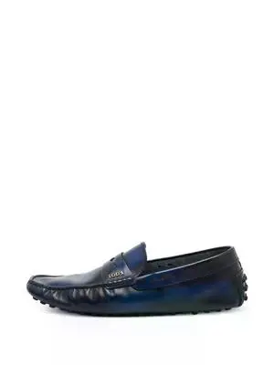 TOD'S Penny Brushed Leather Loafers - Blue
