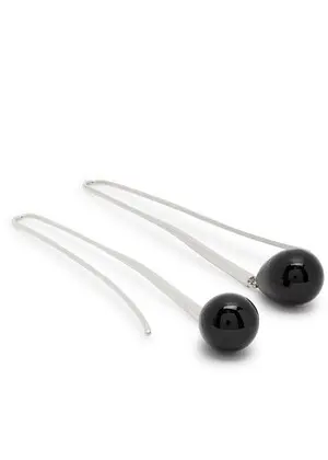 NINA GORDON Cusp Onyx Sterling Drop Earrings