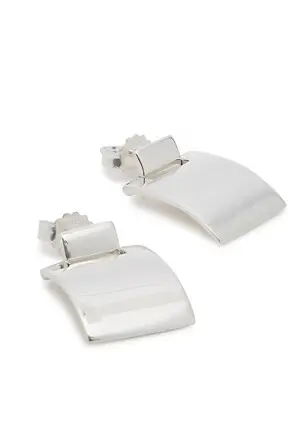 NINA GORDON Square Mini Doorknockers Sterling Drop Earrings - Silver