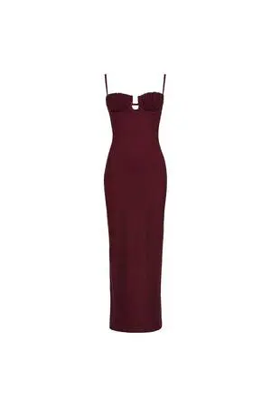 MONTCE Crochet Petal Long Slip Dress - Red