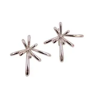 1610ISTANBUL Floral Drop Silver Earrings - Grey