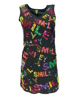 ANY OLD IRON Smiley Beaded Mini Dress - Black