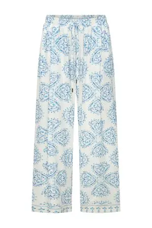 JE TE VEUX Wide Leg Printed Viscose Trousers