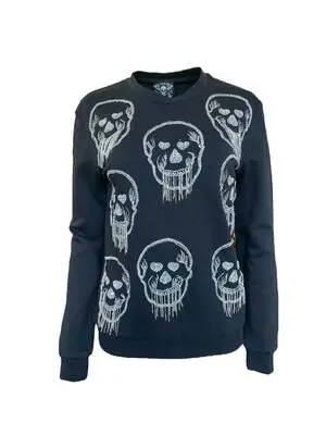 ANY OLD IRON Embellished Skull Crewneck Sweatshirt - Black/silver