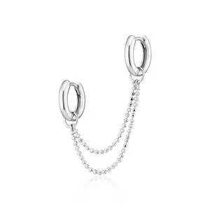 SCREAM PRETTY Silver Classic Double Chain Huggie Earring - Gold