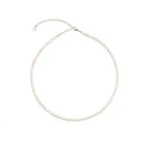 SEVEN SAINTS Baroque Freshwater Pearl Choker Necklace - Silver