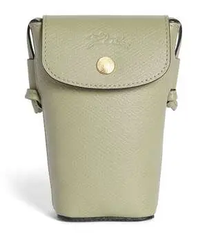 Longchamp Leather Épure Phone Case With Strap - Brown