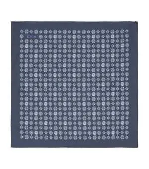 Eton Silk Medallion Pocket Square - Navy