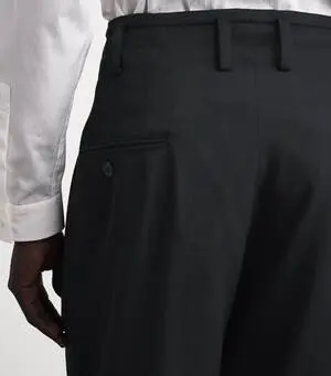 Yohji Yamamoto Wool Pleated Slim Trousers