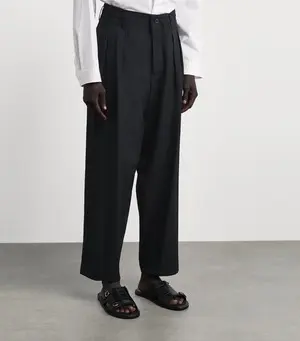 Yohji Yamamoto Wool Pleated Slim Trousers
