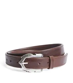 MOLEBO Leather Engraved Western Belt - Brown
