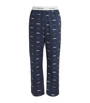 Calvin Klein Cotton Poplin Logo Pyjama Bottoms - Navy