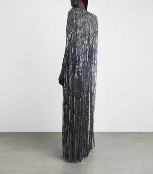 Jenny Packham Embellished Cape Gown - Metallic