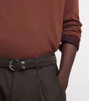 BRETT JOHNSON Cashmere-silk Long-sleeve Polo Shirt