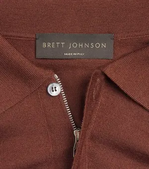 BRETT JOHNSON Cashmere-silk Long-sleeve Polo Shirt