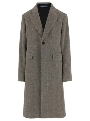 Polo Ralph Lauren Herringbone Single-breasted Coat - Black