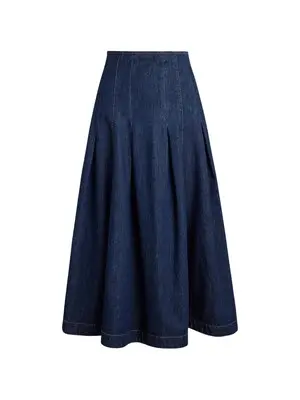 Polo Ralph Lauren Pleated Denim Midi Skirt - Multi