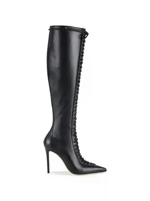 Elisabetta Franchi Nappa-leather Boots With Criss-cross Laces - Black