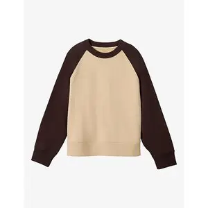 Whistles Crewneck Contrast-sleeve Cotton Sweatshirt