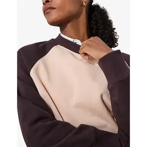 Whistles Crewneck Contrast-sleeve Cotton Sweatshirt