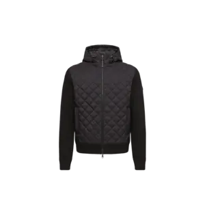 Moncler Wool & Cashmere Blend Quilted Hoodie - Black