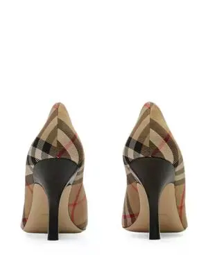 Burberry Check Pattern Pointed Toe Stiletto Pumps