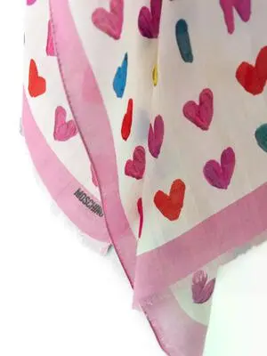 Moschino Heart-print Logo-print Scarf