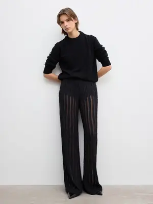 HOUSE OF DAGMAR Stripe Sheer Trousers - Black