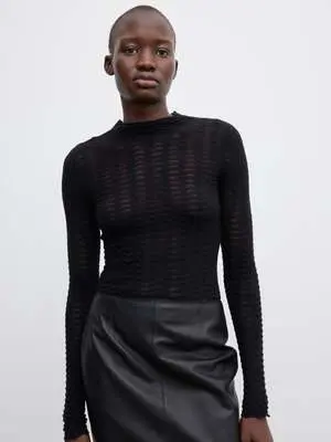 HOUSE OF DAGMAR Lace Knit Top - Black