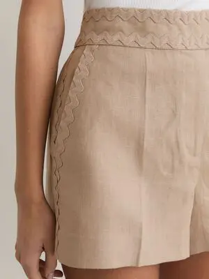 REISS Linen Wave-trim Shorts