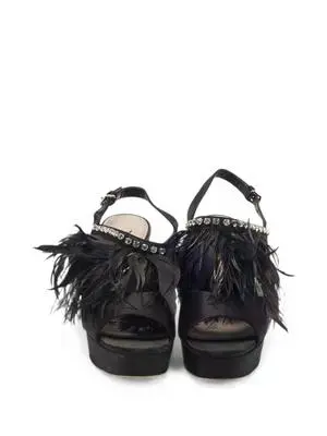 Miu Miu Feather Crystal Platform Sandals