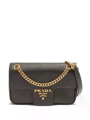 Prada Pattina Flap Crossbody Bag - Black