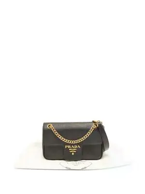 Prada Pattina Flap Crossbody Bag - Black