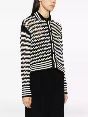 Max Mara Pinstripe-pattern Crochet-knit Cardigan