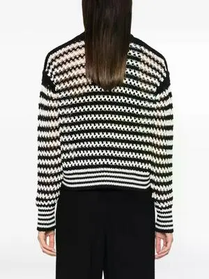 Max Mara Pinstripe-pattern Crochet-knit Cardigan