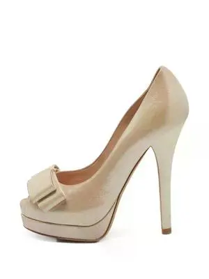 Fendi Bow Peep-toe Pumps - Neutrals