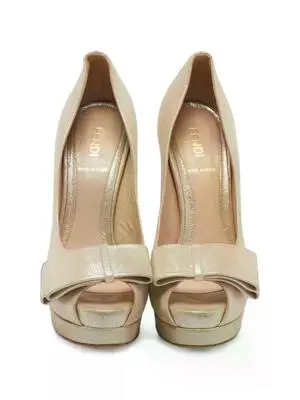 Fendi Bow Peep-toe Pumps
