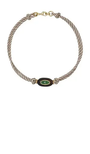 ROXANNE ASSOULIN Collar Necklace With Emerald Detail - Brown