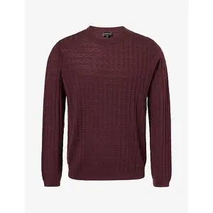Emporio Armani Geometric-knit Wool-blend Jumper - Decadent Chocolate