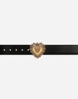 Dolce & Gabbana Devotion Belt In Lux Leather - Black