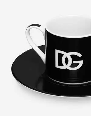 Dolce & Gabbana Set 2 Porcelain Espresso Cups With Saucers Coffee Cups