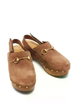 Gucci Suede Horsebit Platform Clogs