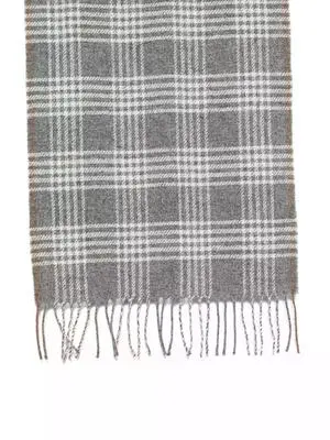 Eleventy Checked Fringed Scarf - Grey